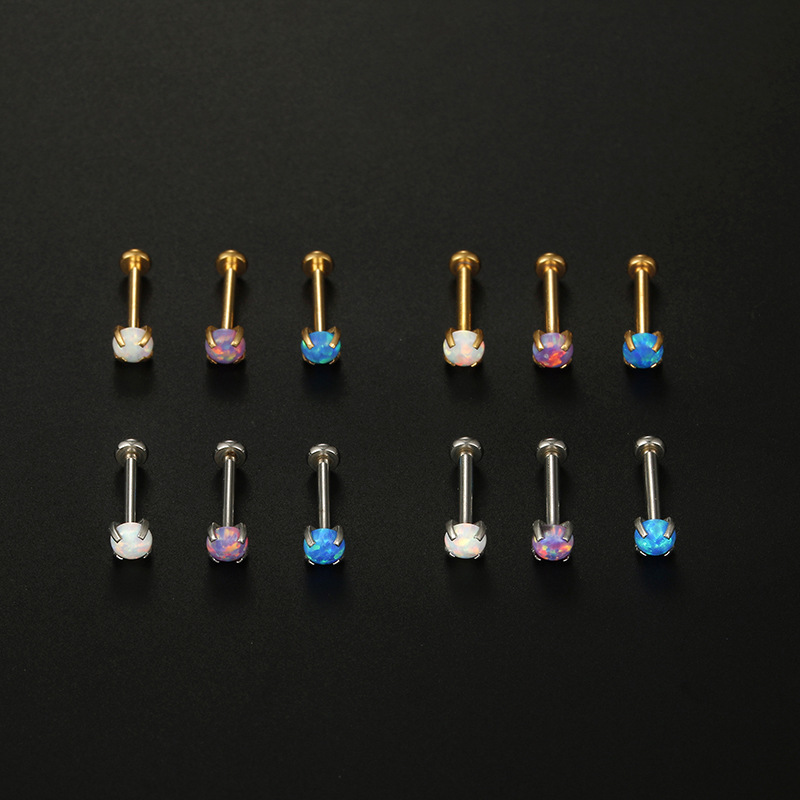 Australian gem earring stainless steel titanium steel small ear bone ...