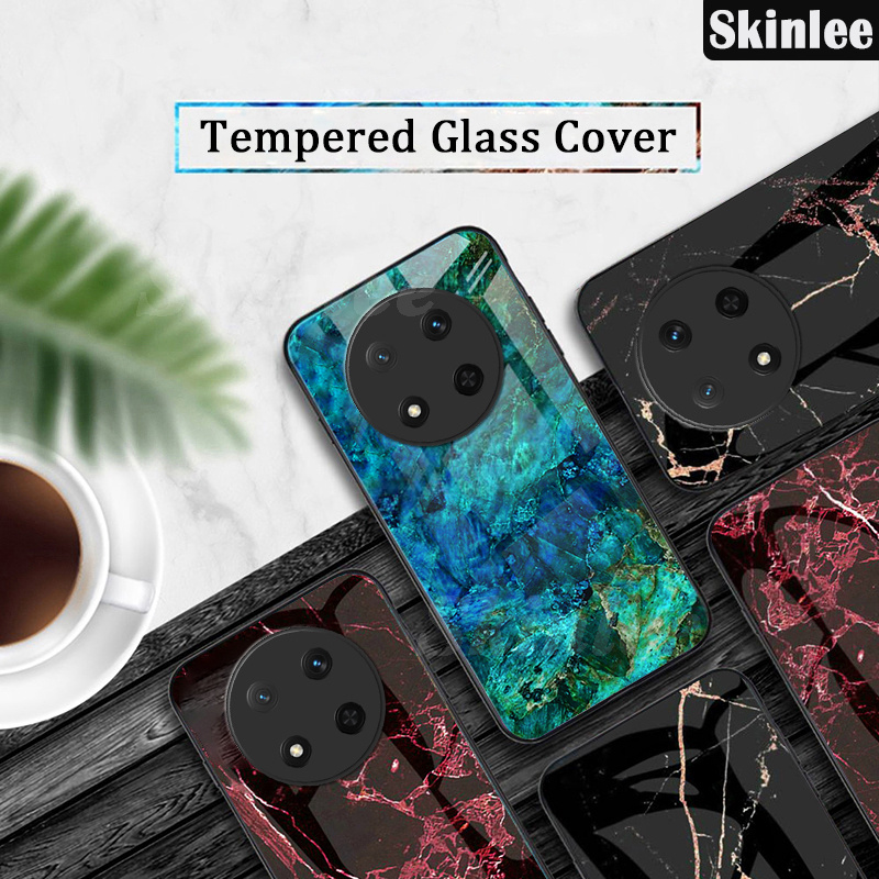 Phone case For Honor X9C Back cover Fashion Marble Hard Tempered Glass ...
