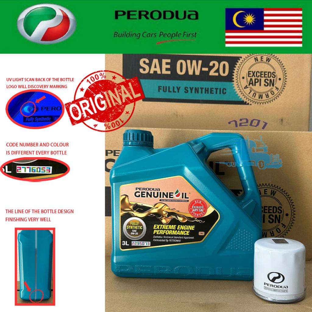 100%Original PERODUA AXIA FULLY SYNTHETIC ENGINE OIL (3L) SAE 0W20 ...