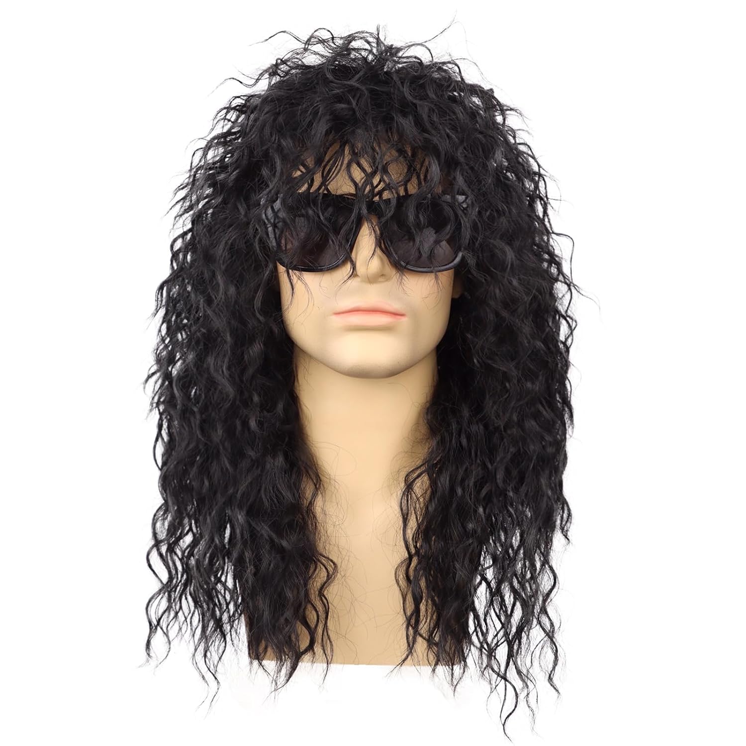 Blonde 80s Wigs for Men and Women Mullet Rocker Long Curly Hair Glam ...