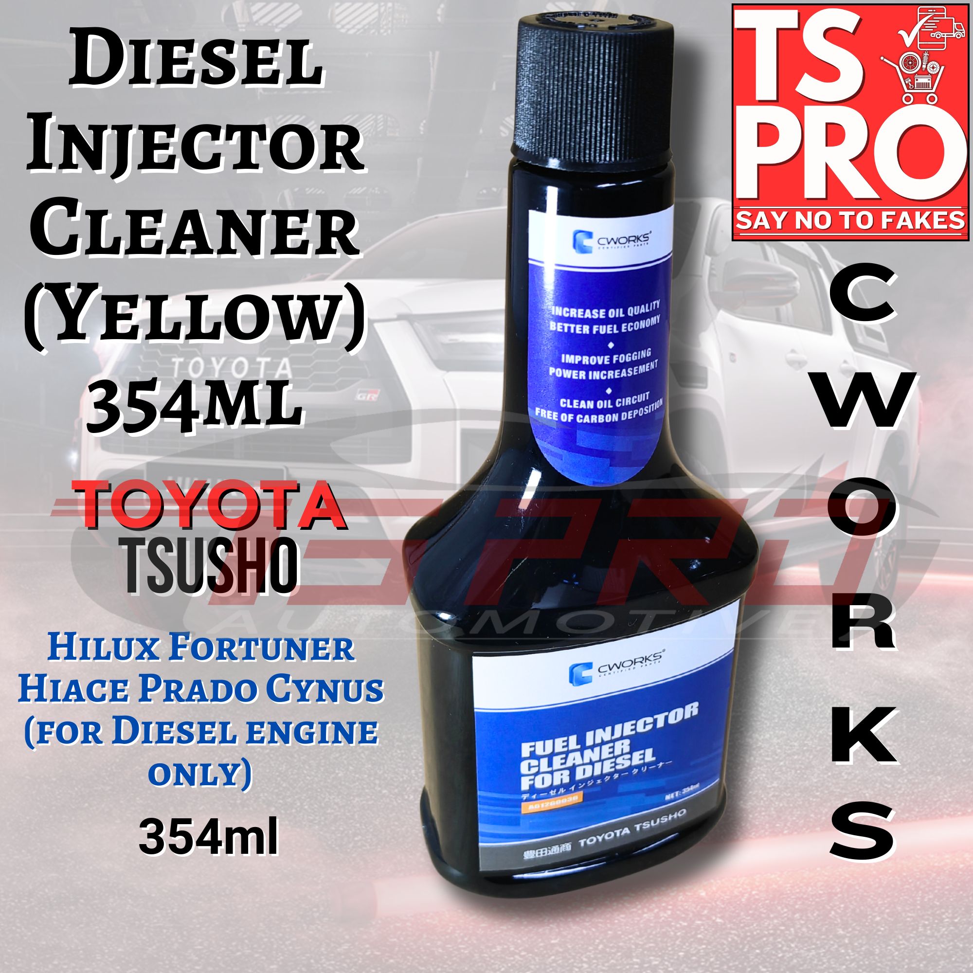 Toyota TSUSHO CWORKS Genuine Diesel Injector Cleaner (Yellow) 354ml ...