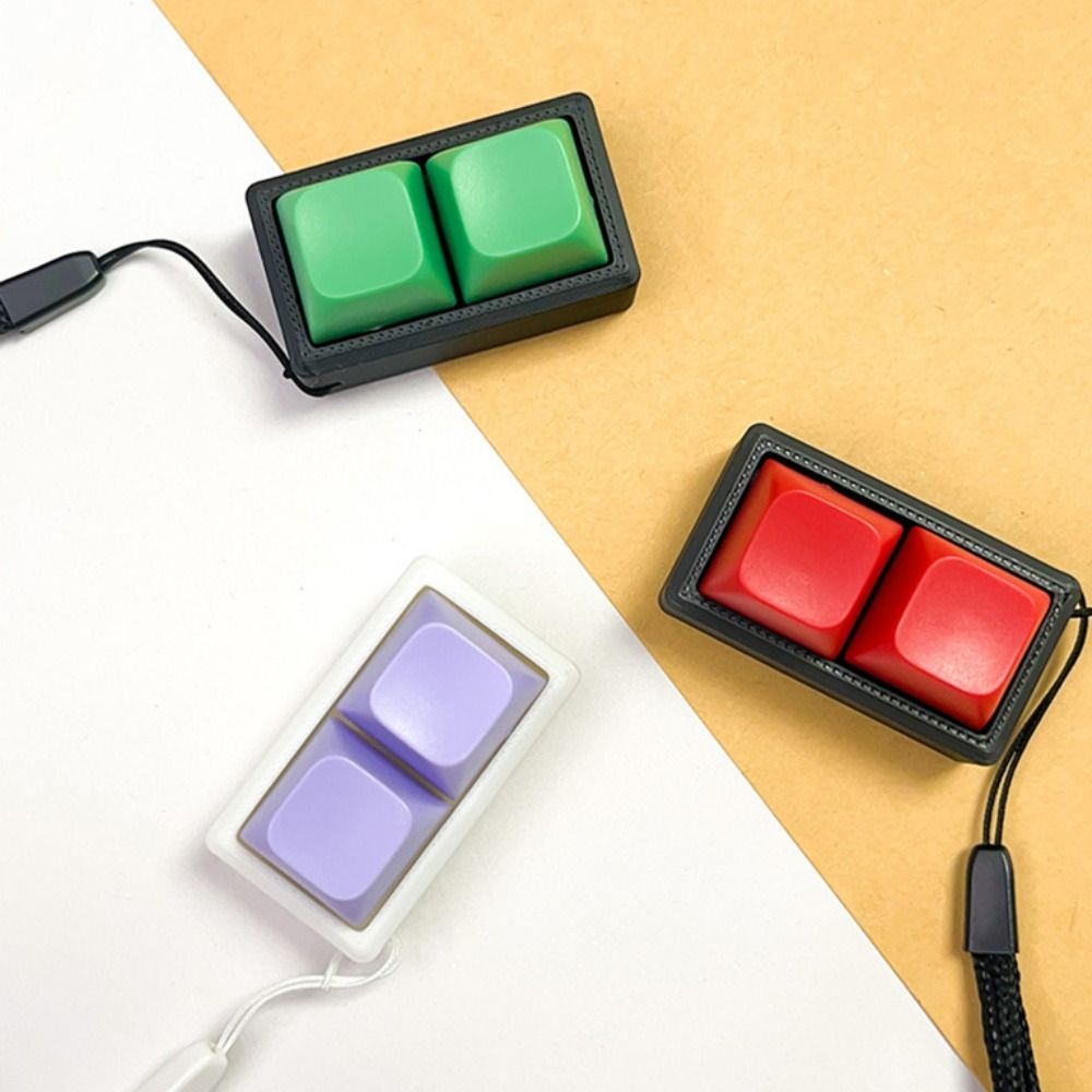Creative 2 Keys Keyboard Keychain DIY Stress Relief Button Keycap Pass ...