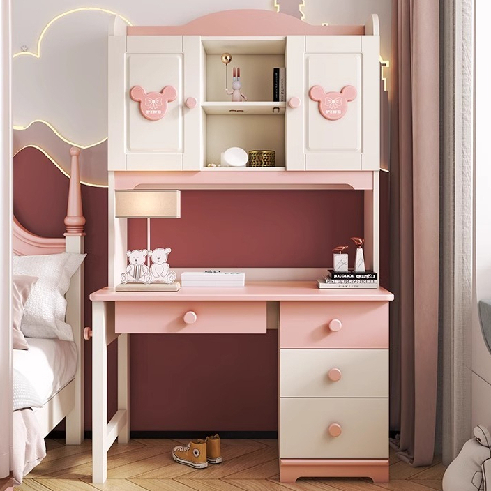 【Pre Order】Children's desk, writing desk, home bookshelf, integrated ...