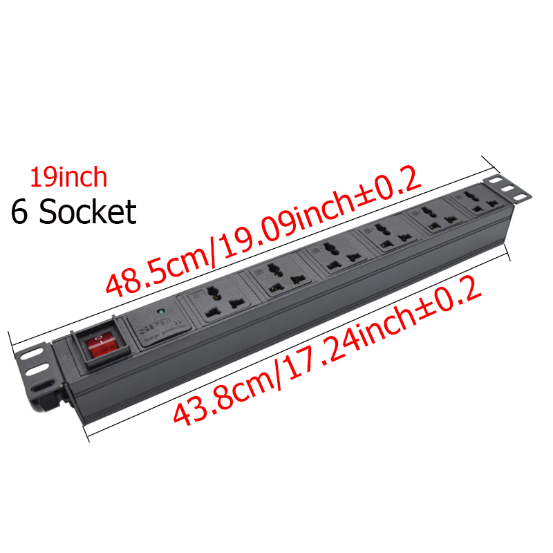 Server Rack 1U PDU Power Strip Surge Protector+Double Break Switch ...