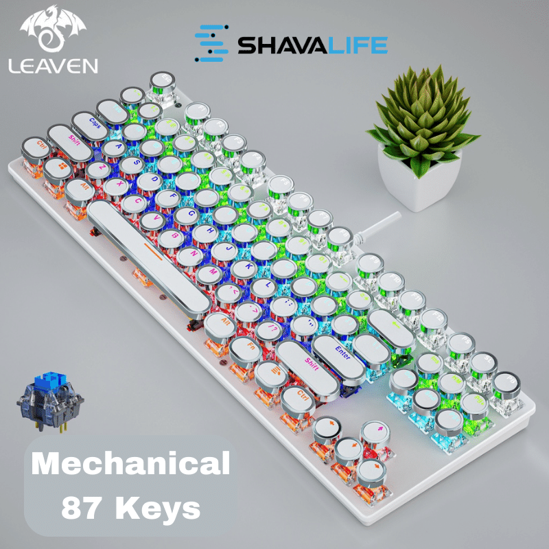 Leaven K550 Mechanical Gaming Keyboard Punk Retro Typewriter RGB TKL ...