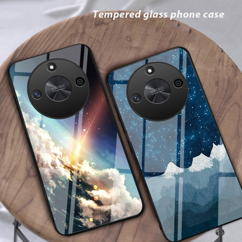 Phone case Honor X9C Smart Couple Starry Moon Mirror Glass Protector ...