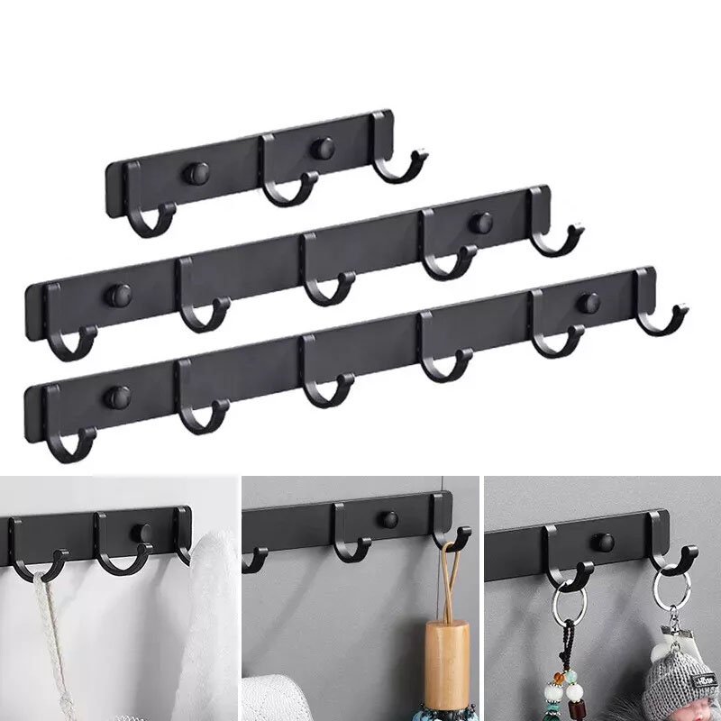 3 To 7 Hooks Metal Hooks Holder Aluminum Key Coat Clothes Door Holder ...