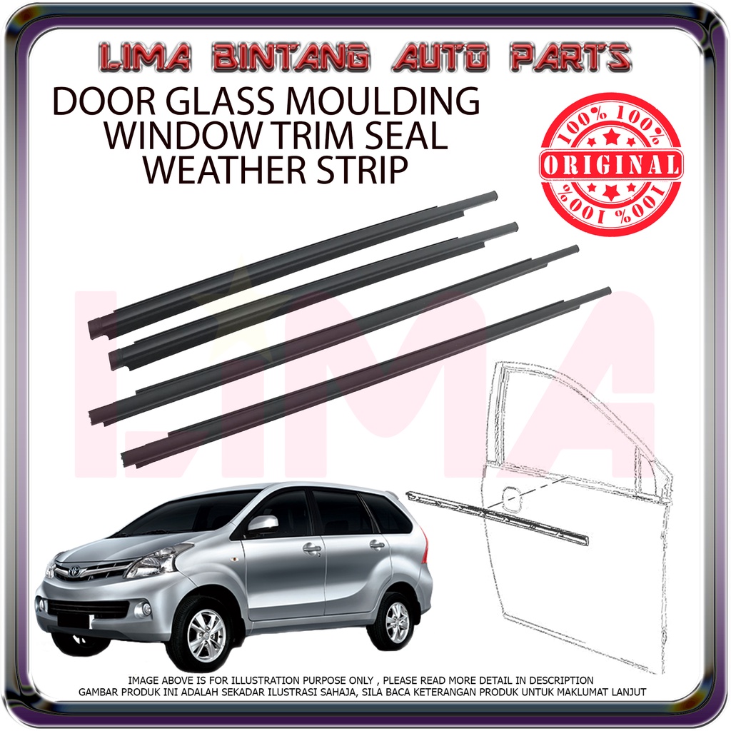 Toyota Avanza F651 , F652 Door Glass Moulding , Weatherstrip ( Outer ...