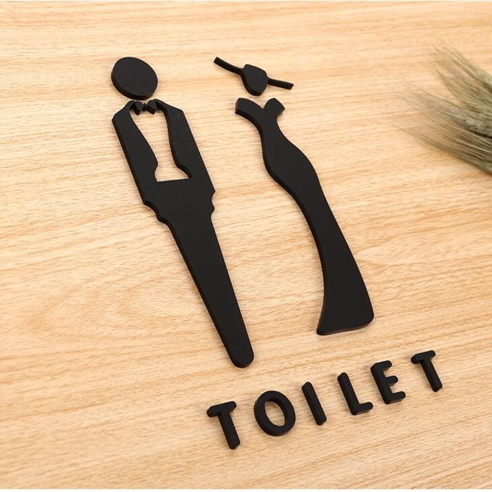 GAADAY 3D Men Women Toilet Signs Black Acrylic Wc Signage Address ...