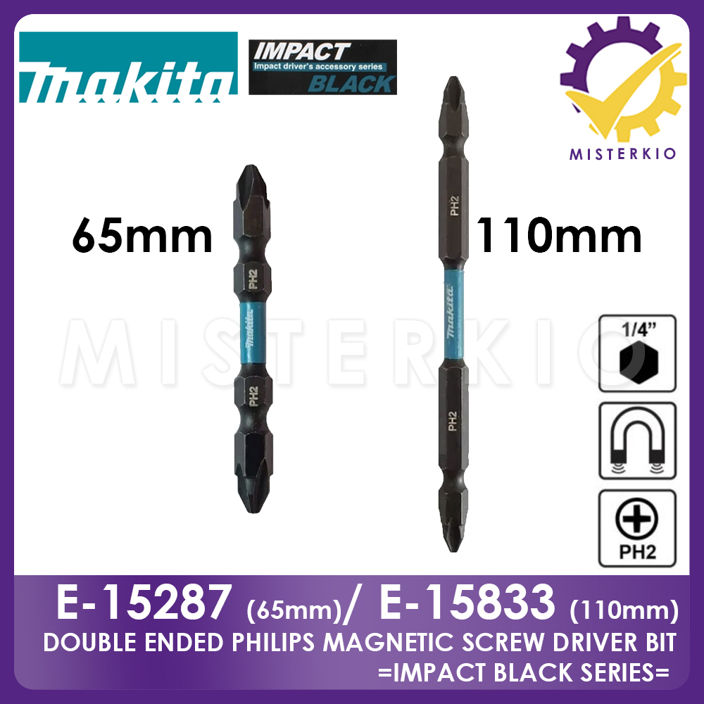 Makita PH2 Impact Black Screw Bit, Double-Ended Phillips Magnetic ...