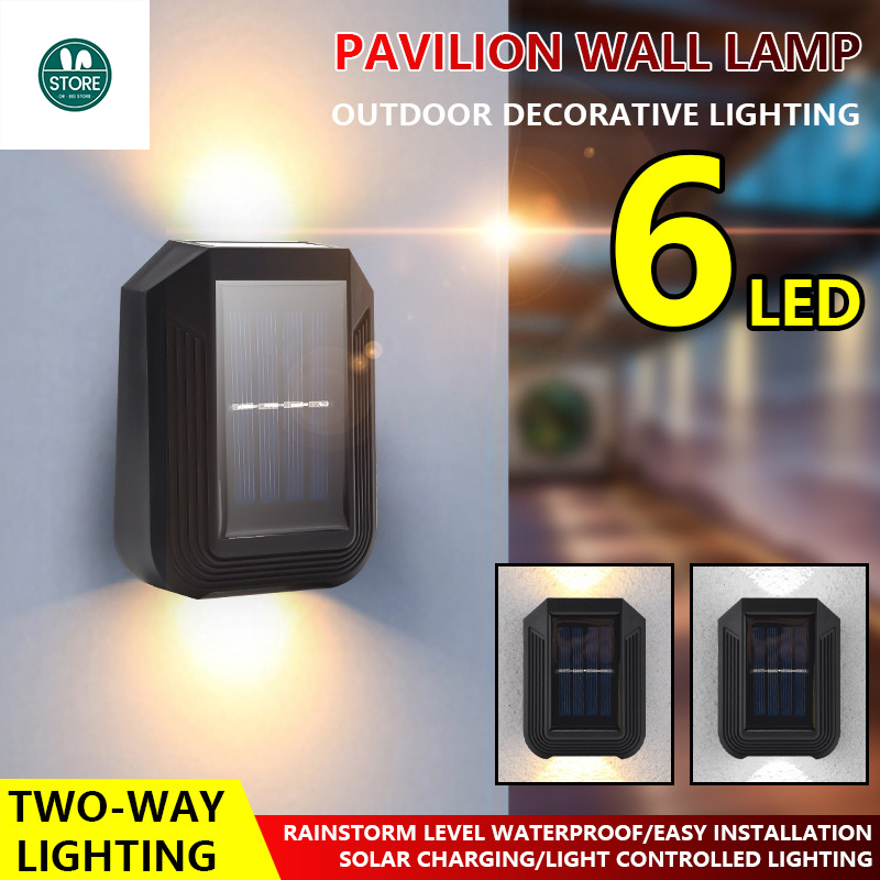 1Pcs Transparent Solar 6LED Wall Lamp Waterproof Up And Down Glowing ...