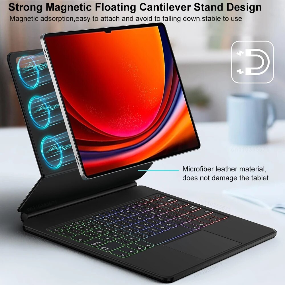 Magnetic Magic Bluetooth Keyboard Case for Samsung Galaxy Tab S9+ Plus ...