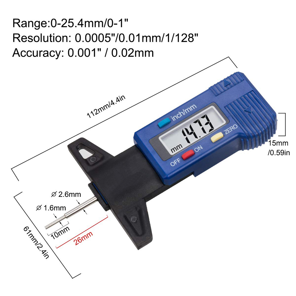 【BeyondShop】LCD Digital Car Tyre Tire Tread Depth Gauge Meter Tire Wear ...