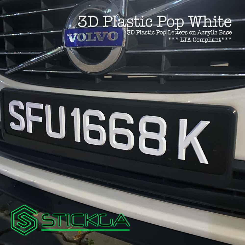 [Stickga Plates] 3D White Pop-Out Plate (LTA Compliance) | Lazada Singapore