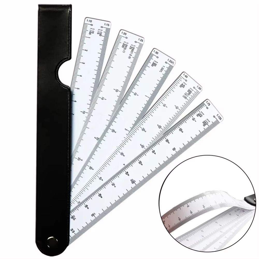 Interior Design 5 Blades Fan Shape Scale Ruler Drawing Tools ...