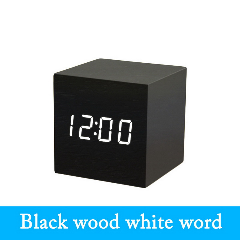 【Discount offer】LED Wooden Alarm Clock Watch Table Voice Control ...