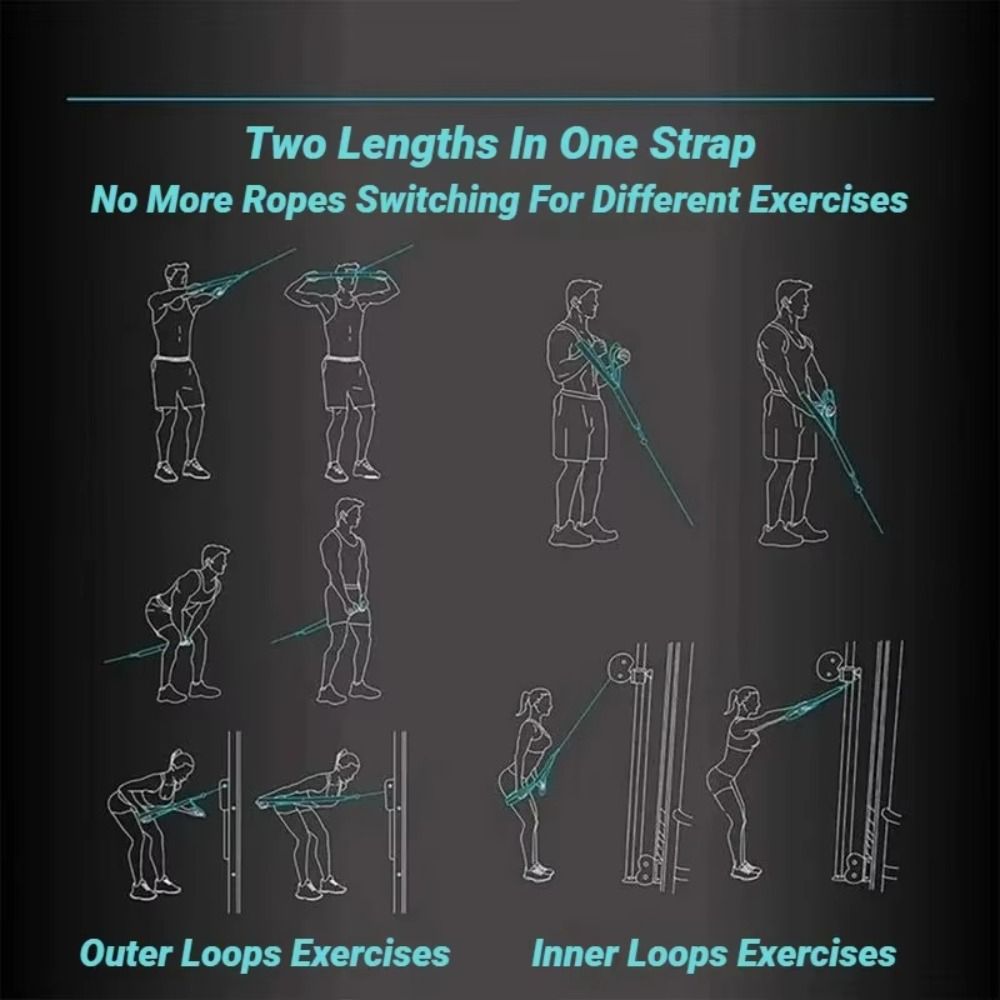Fitness Equipment Anti-Slip Long Triceps Strap Cable Attachment Muscle ...
