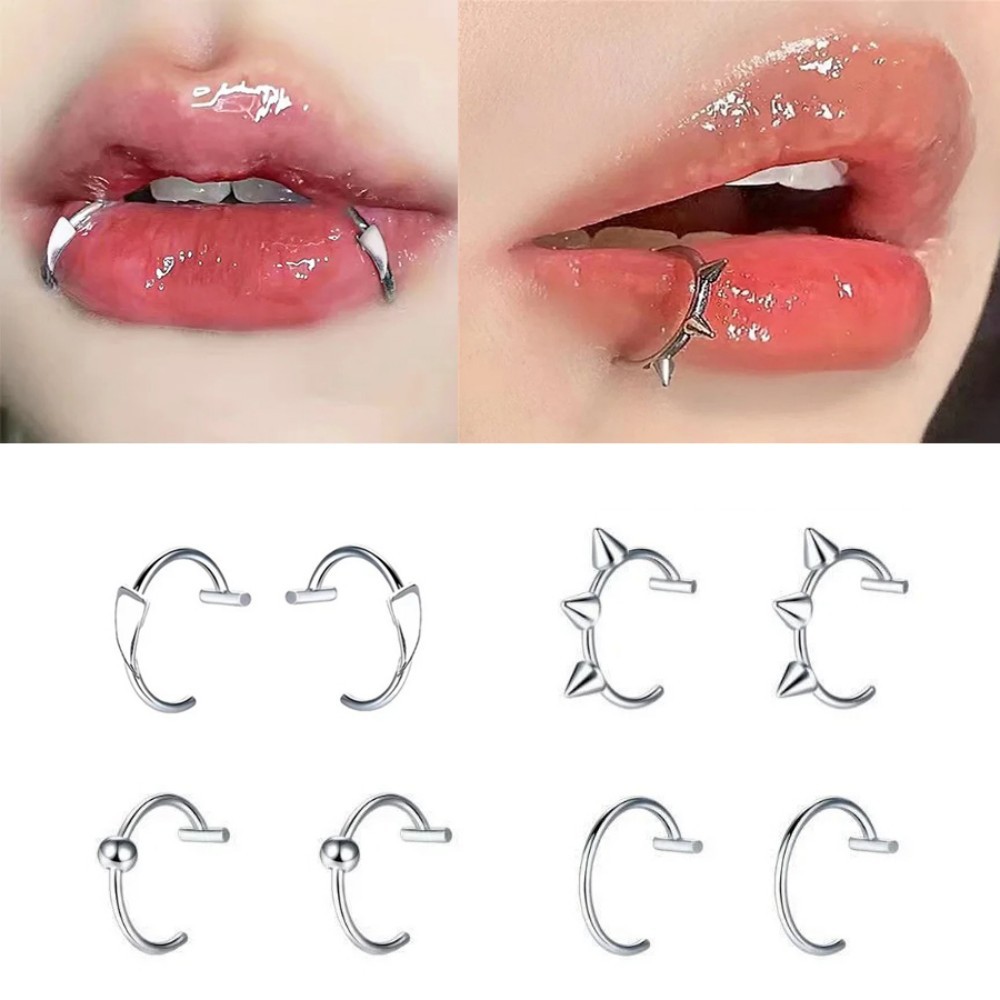 1 Pair Stainless Steel Lip Stud Rivet Lip Ring Piercing Jewelry temu ...