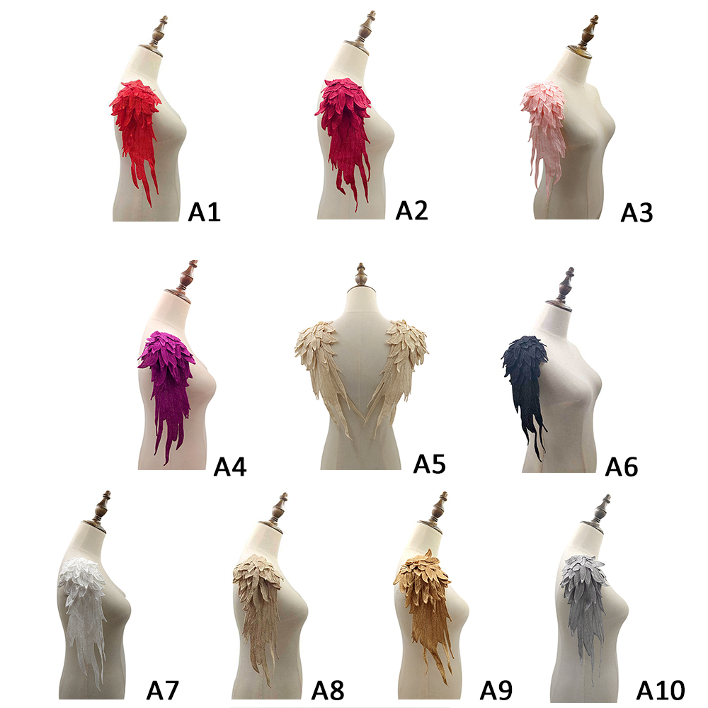 1Pair 3D Black Wings Cloth For Women Applique Badge Lace Sewing Patches ...