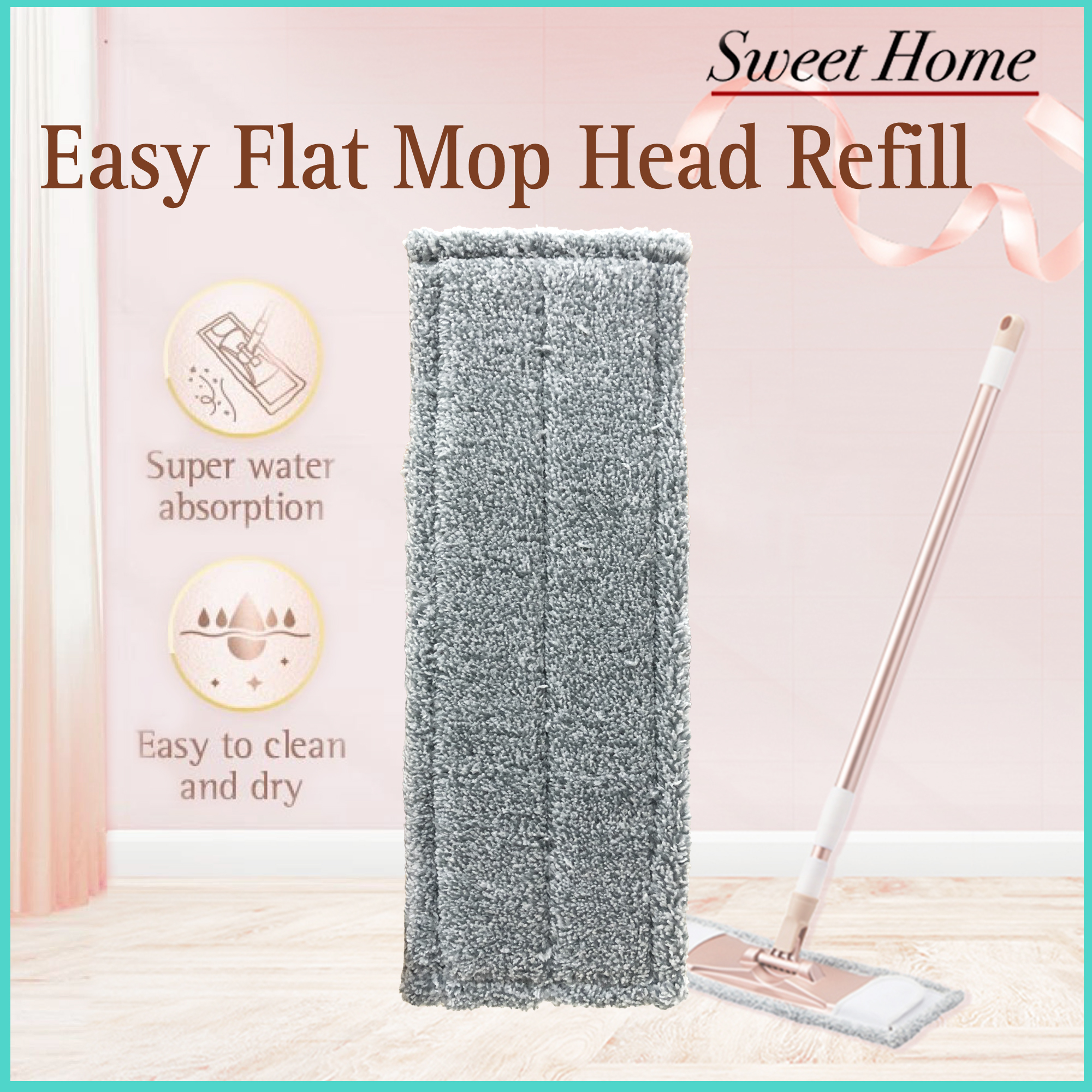 Farcent Easy Flat Mop Silver ion Antibacterial Fiber Mop Head Refill ...