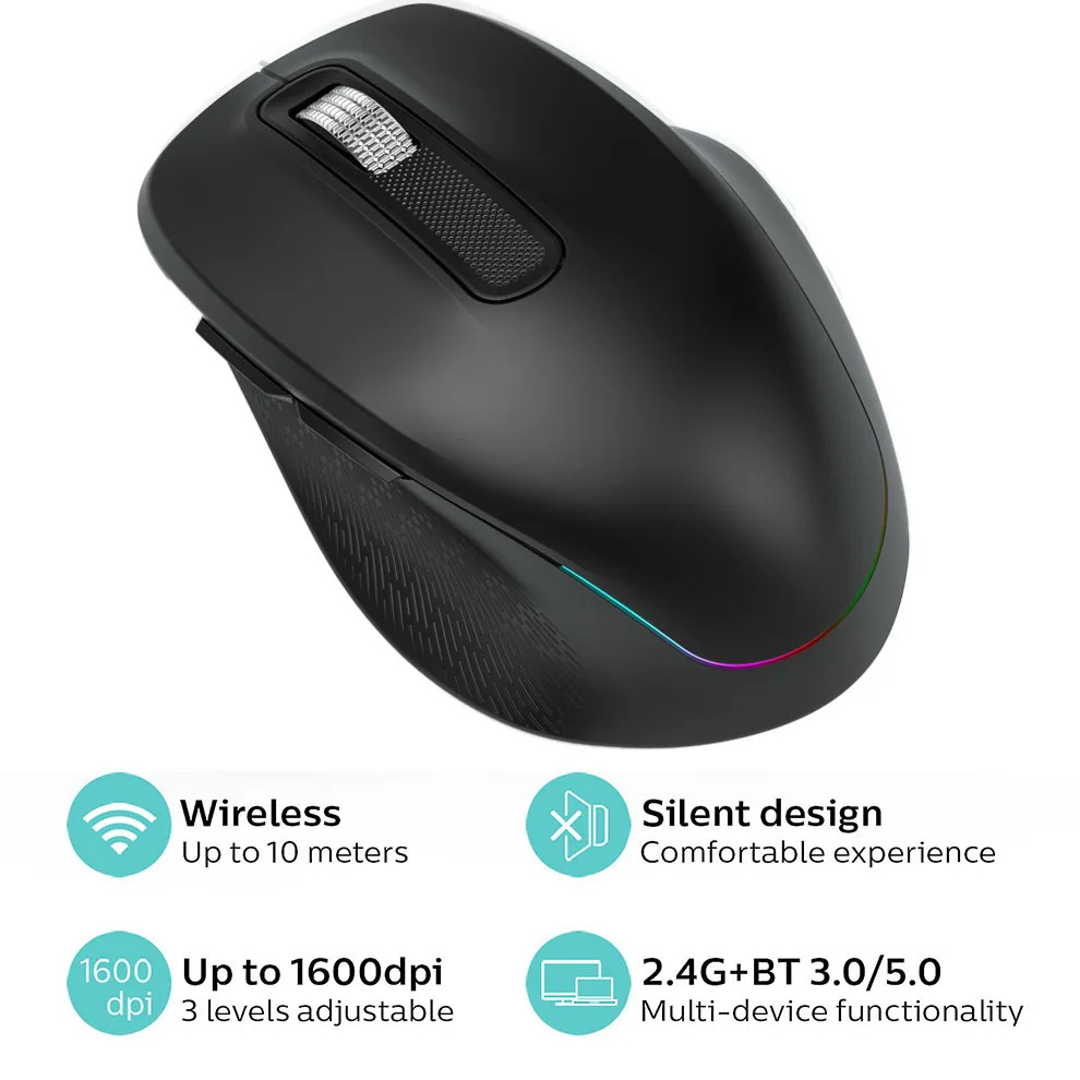 wireless bluetooth gaming mouse 2.4g dual mode silent gaming mouse rgb ...