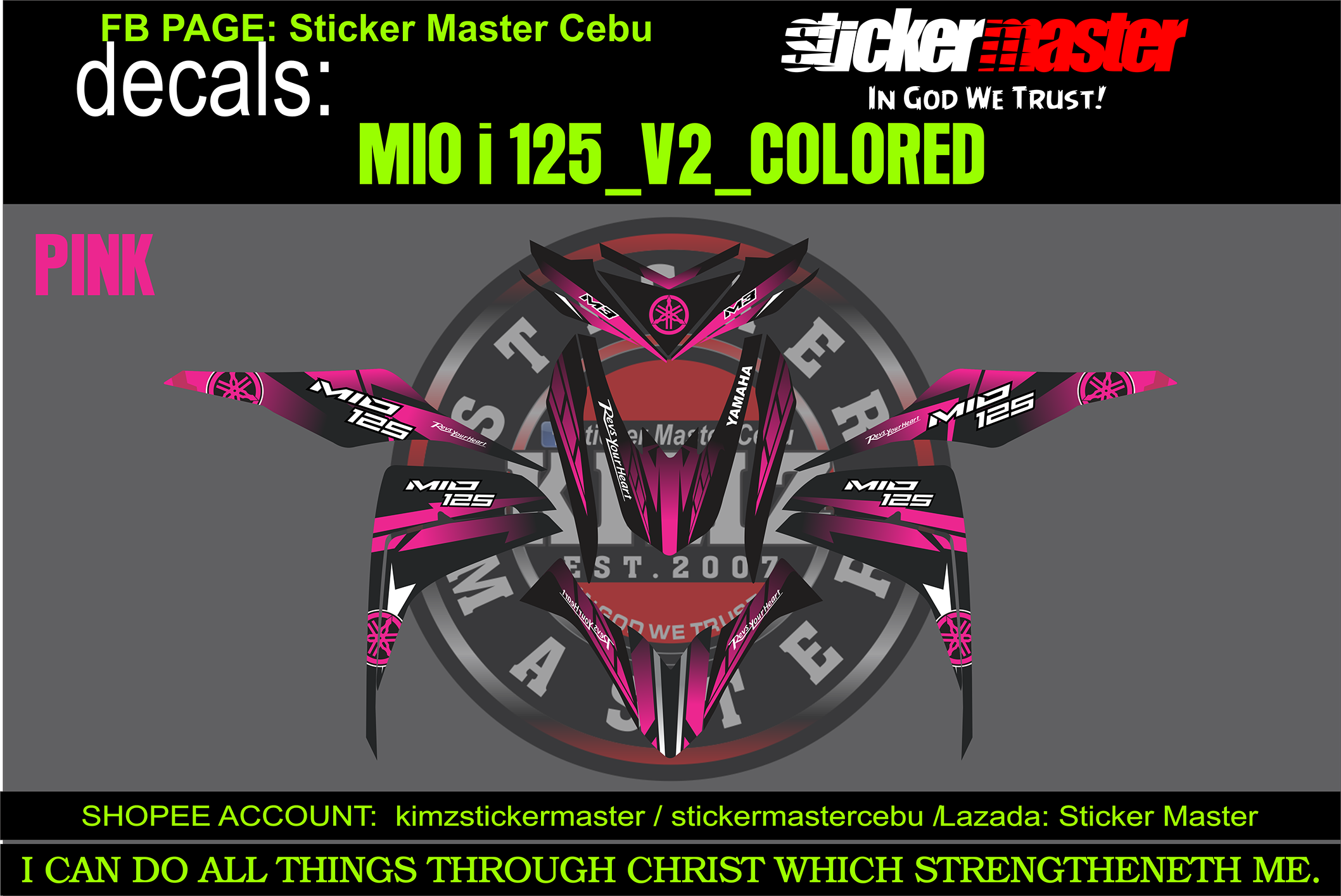 MIO I 125 FULL DECALS COLORED V2 PINK | Lazada PH