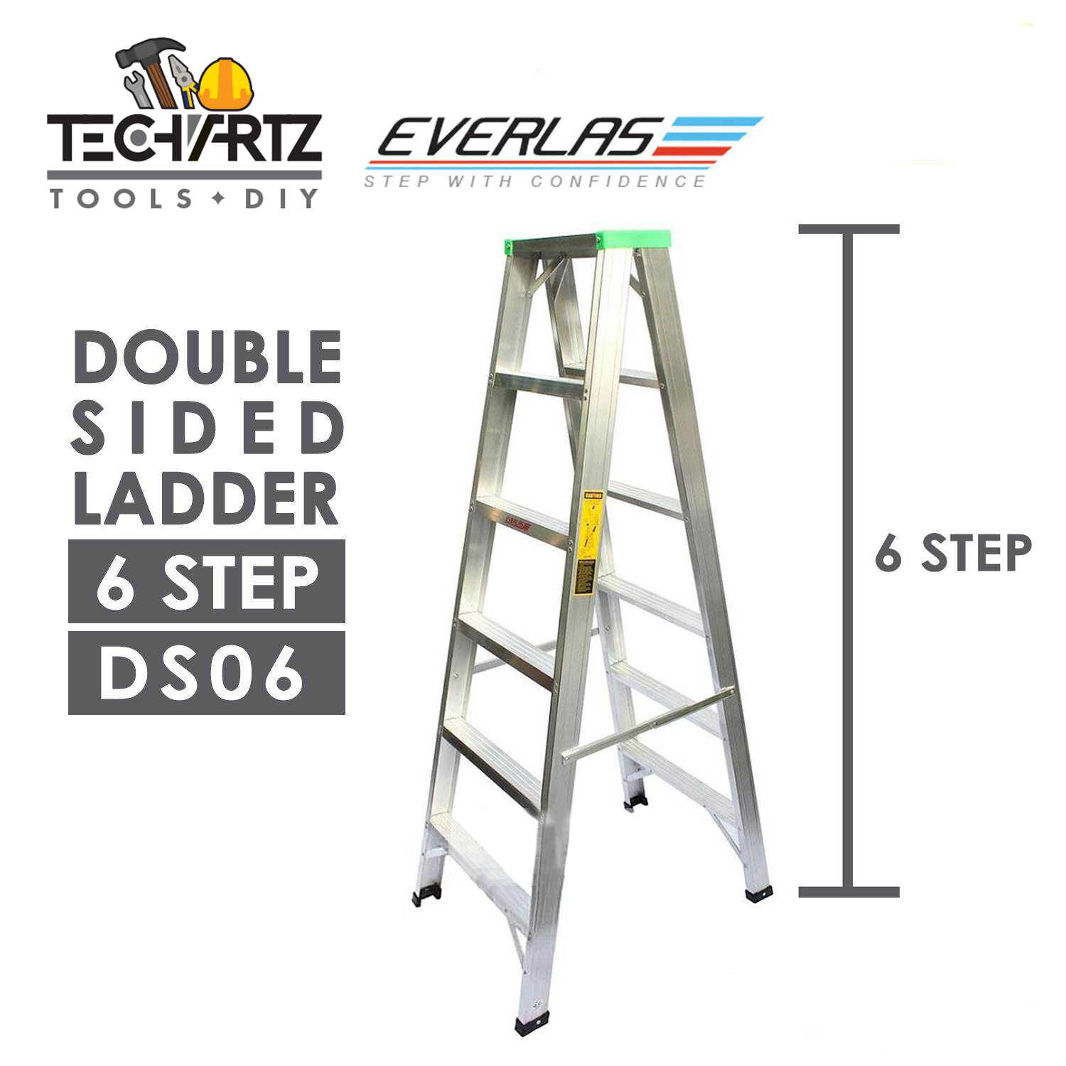 ORIGINAL Everlas DS06 6 Steps Double Sided Aluminium Ladder Tangga ...
