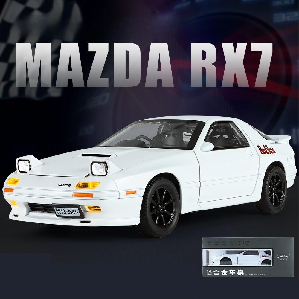 RX-7 Mazda 1/24โมเดลรถยนต์รถแข่งของเล่นเริ่มต้น D RX7โลหะผสมหล่อมี ATL ...