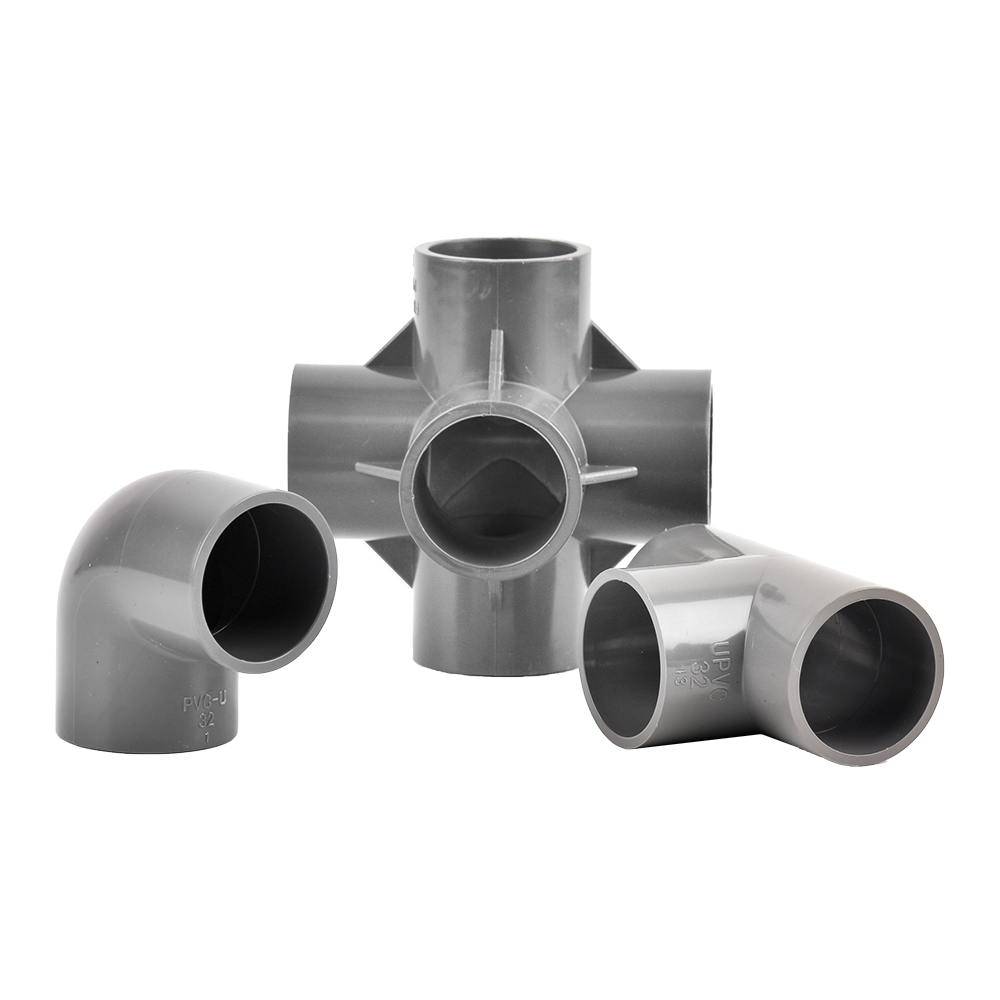 20/25/32mm Grey Pvc Fittings Straight Elbow Tee Cross Connector Water ...
