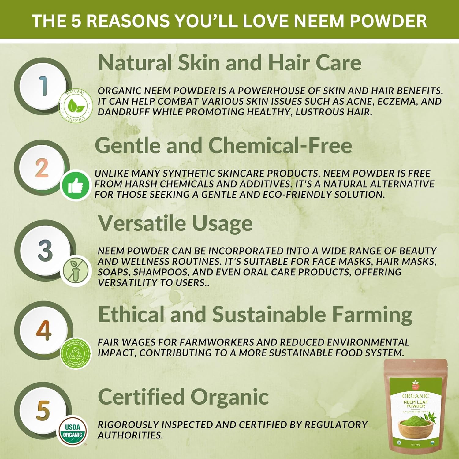 Neem Powder – 8 oz. - Certified USDA Organic -Non-GMO - Fresh Dried ...
