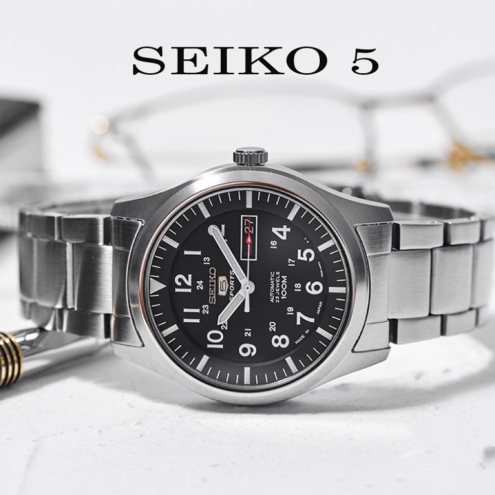 SEIKO 5 SNZG15 นาฬิกาข้อมือผู้ชาย สายผ้าใบ ออโตเมติก - Sky blue watch ...