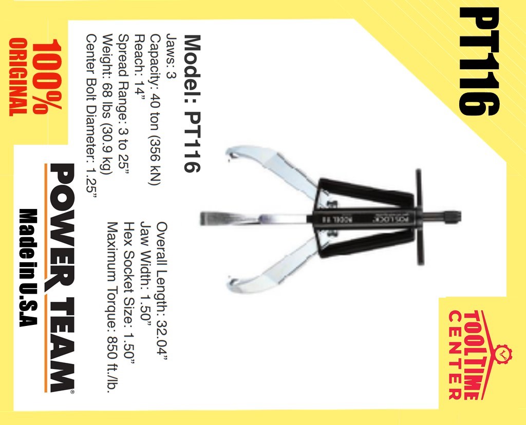 Power Team Posi Lock Mechanical Puller 3 Jaw 40 Ton Cap. Model PT116 ...