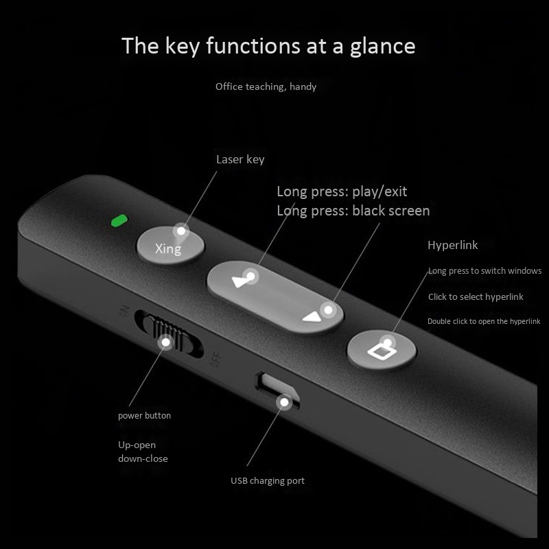 【Limited-time offer】 Rechargable Presenter RF 2.4GHz Powerpoint PPT Pointer Remote Control ...