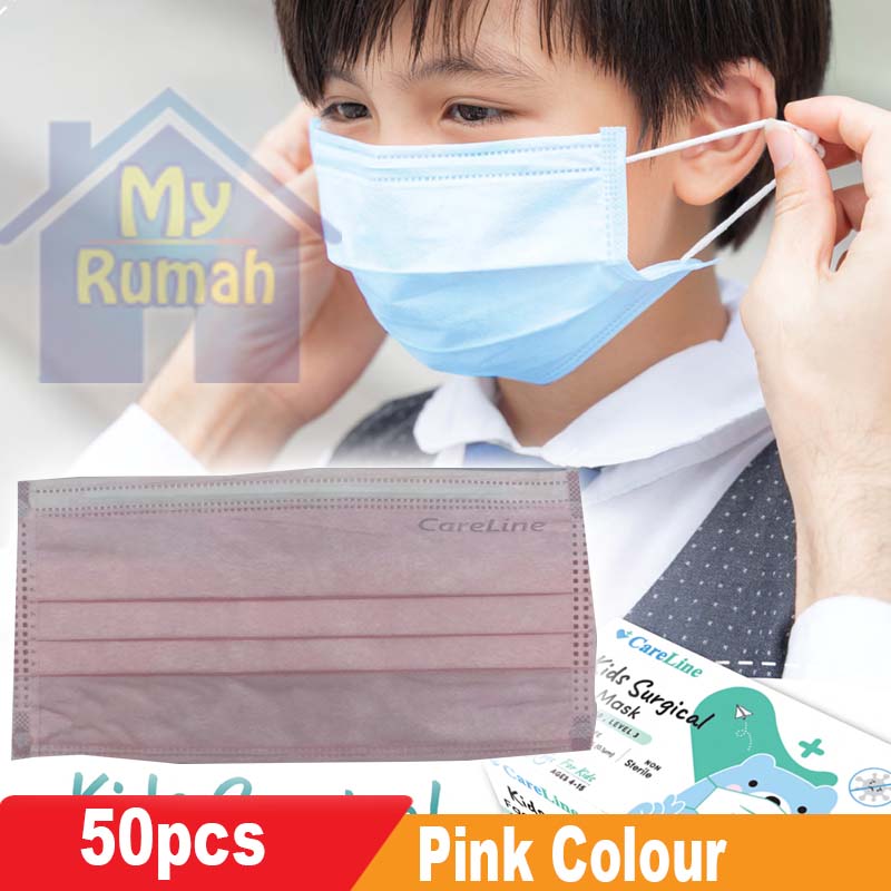 【SIRIM】【KIDS】 【50PCS】CARELINE 3Ply Disposable Premium Kids Surgical ...
