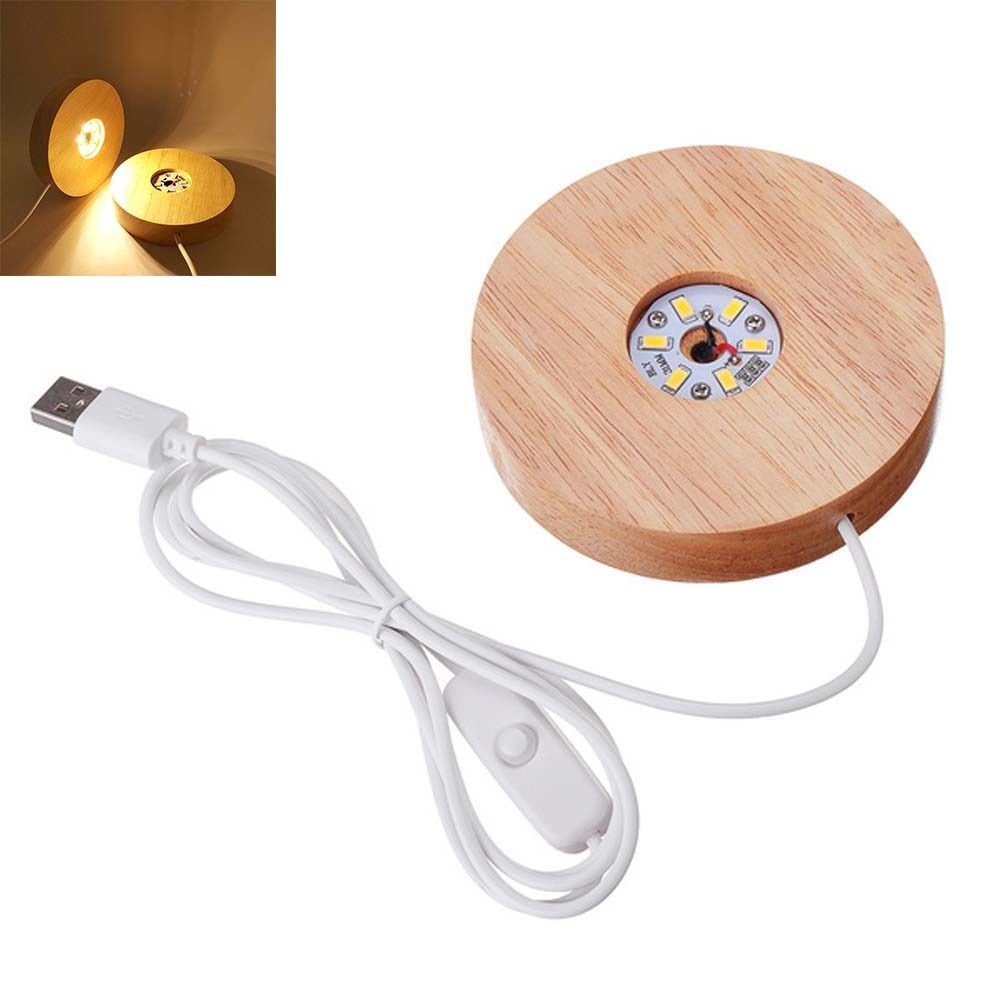 Bohemian Round Lamp Base Solid Wood LED Lamp Holder Display Stand Wood ...