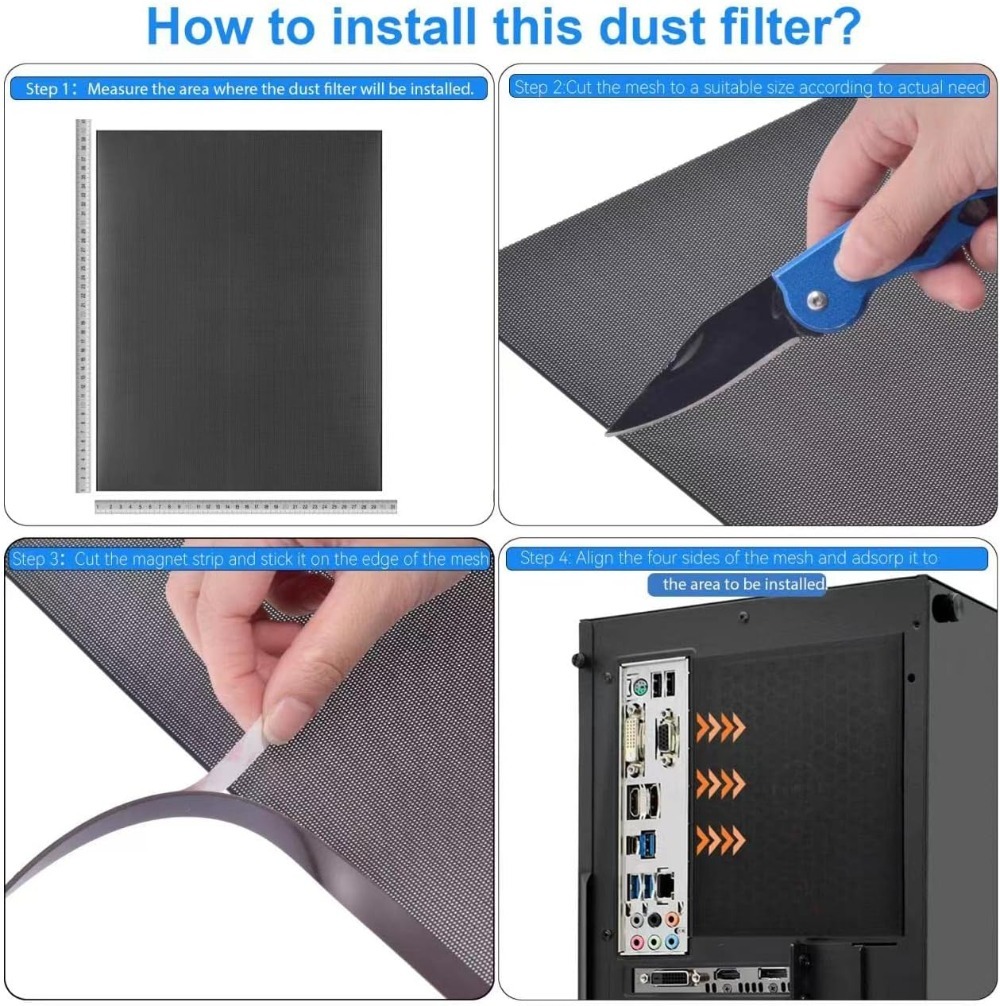 【Direct-sales】 1M DIY PC Case Dust Mesh Filter PVC Dustproof Mesh ...