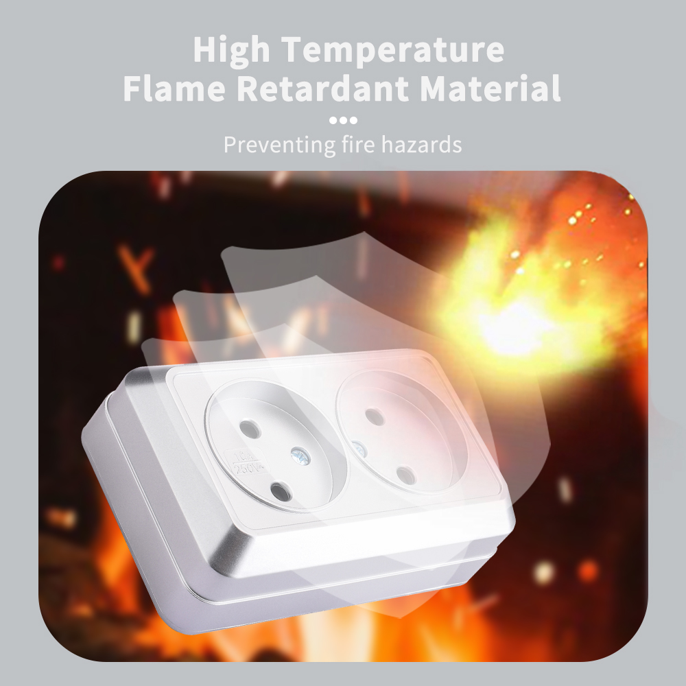 WESA Silvery Wall Surface 2 Socket Plug Exterior Electrical Outlets No ...