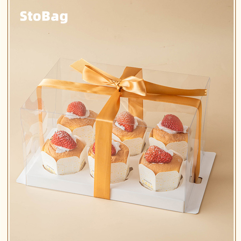 Stobag 5pcs Transparent Cupcake Boxes Yolk Cake Pudding Baking ...