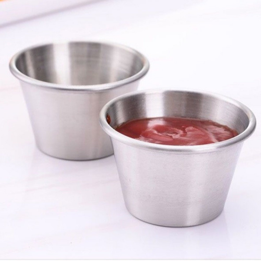 12PCS/SET Appetizer Plates Stainless Steel Dipping Sauce Cup 304 ...