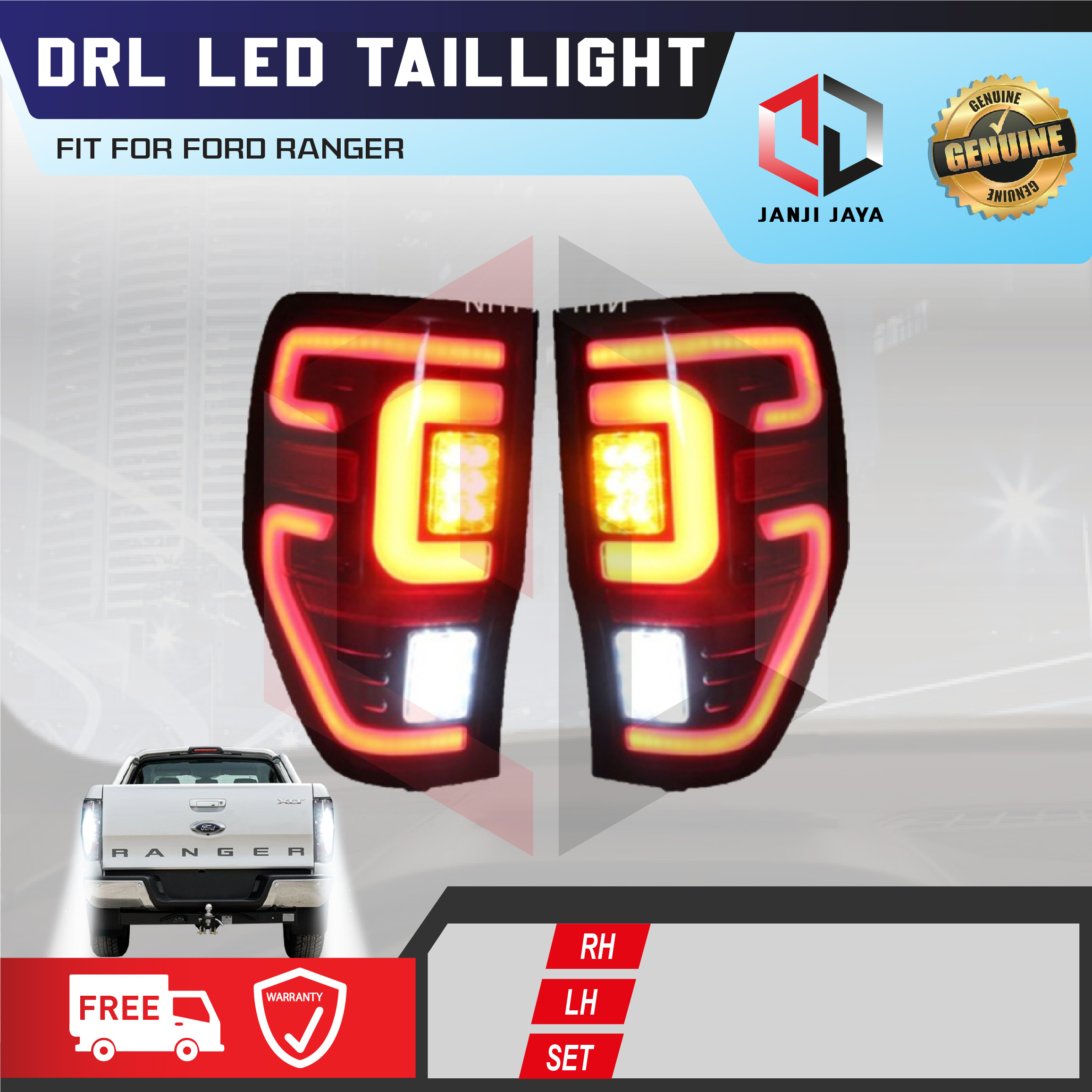 FORD RANGER T6 T7 2011 - 2019 DRL LED BLACK TAIL LIGHT Lampu belakang ...