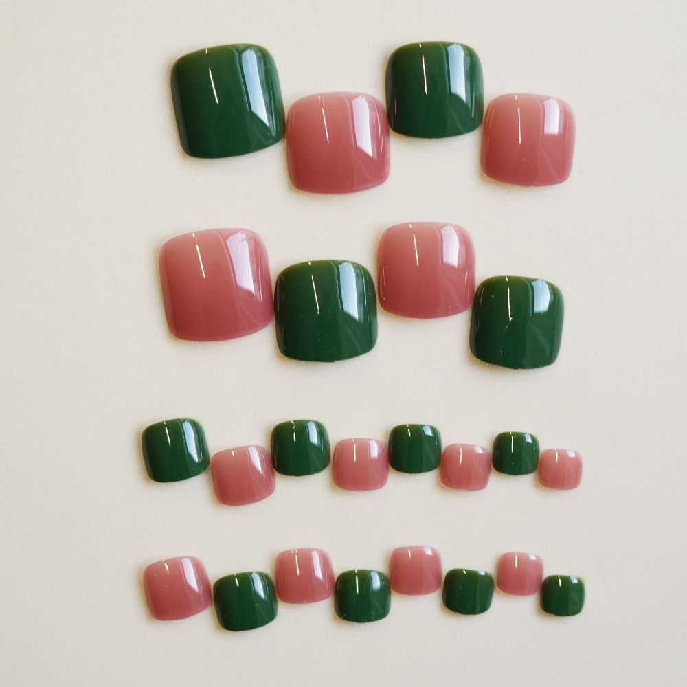 24pcs/set Toenails Full Cover Short Square False Toe Nails Foot Nails ...