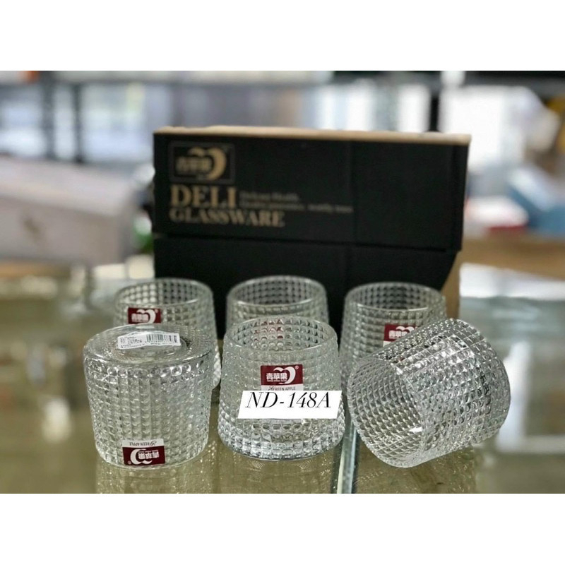 Bộ 6 ly thủy tinh chịu nhiệt - 280ml, cốc thủy tinh xoay 360 độ cao cấp sang trọng P021 - Pee ...