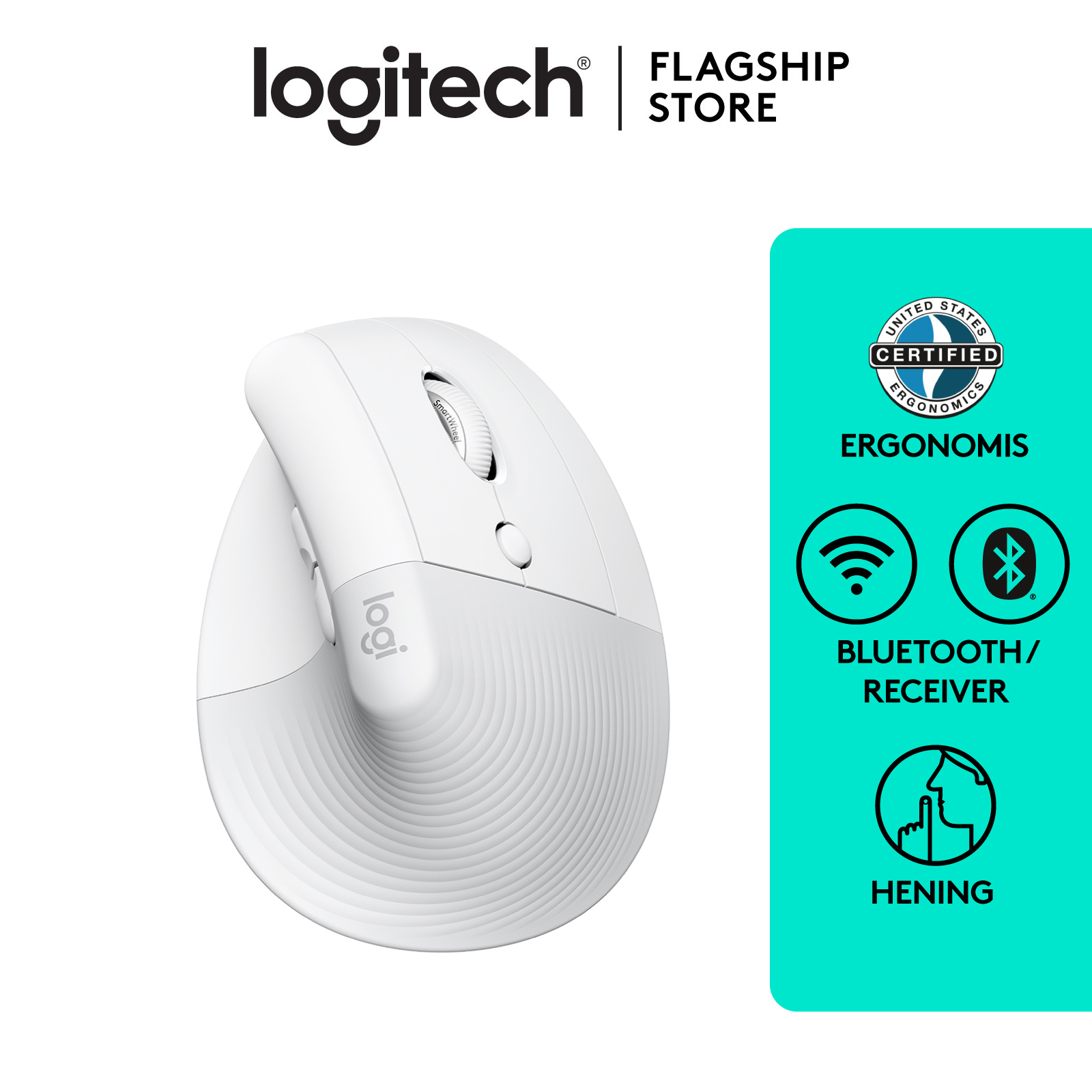 Logitech LIFT Mouse Ergonomic Vertical Wireless Bluetooth Silent ...