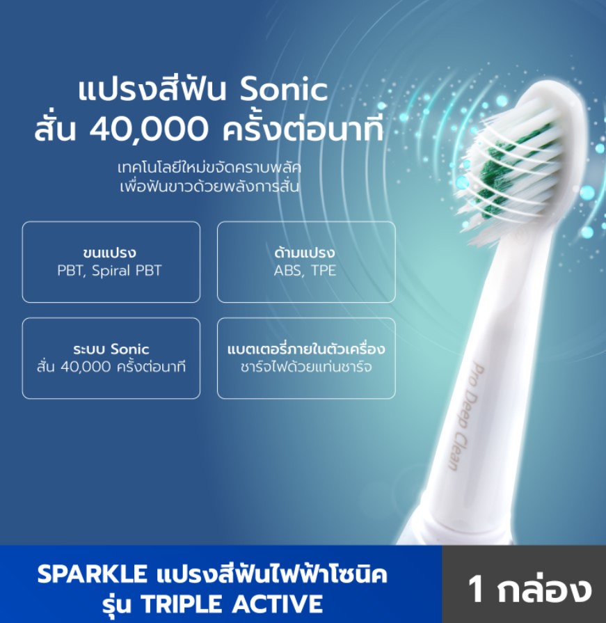 SPARKLE หัวแปรงสีฟันไฟฟ้า Sonic Toothbrush รุ่น Pro Deep Clean (Refill ...