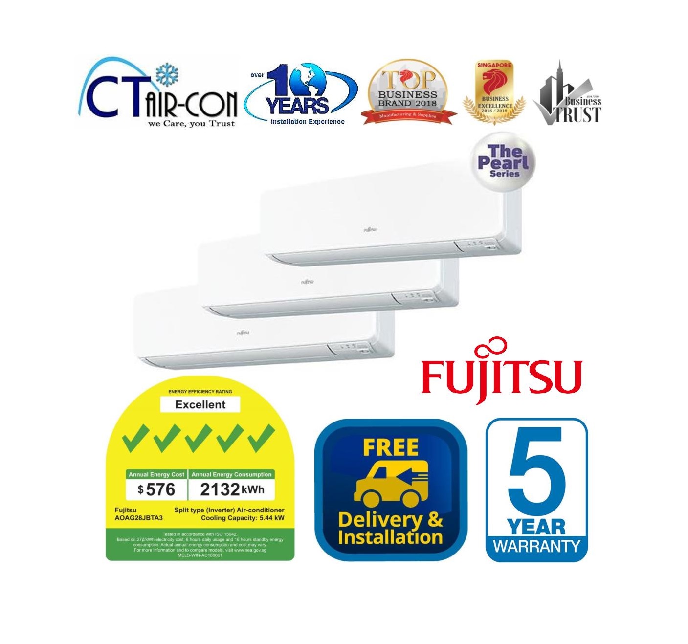Fujitsu Air Conditioner Inverter SYSTEM 2 + FREE Installation + FREE ...