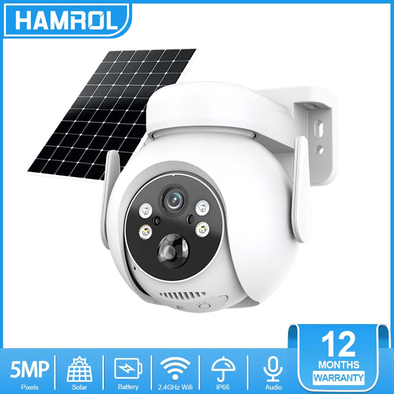 Hamrol 5MP Solar WiFi Camera PIR Human Detection Wireless Surveillance ...