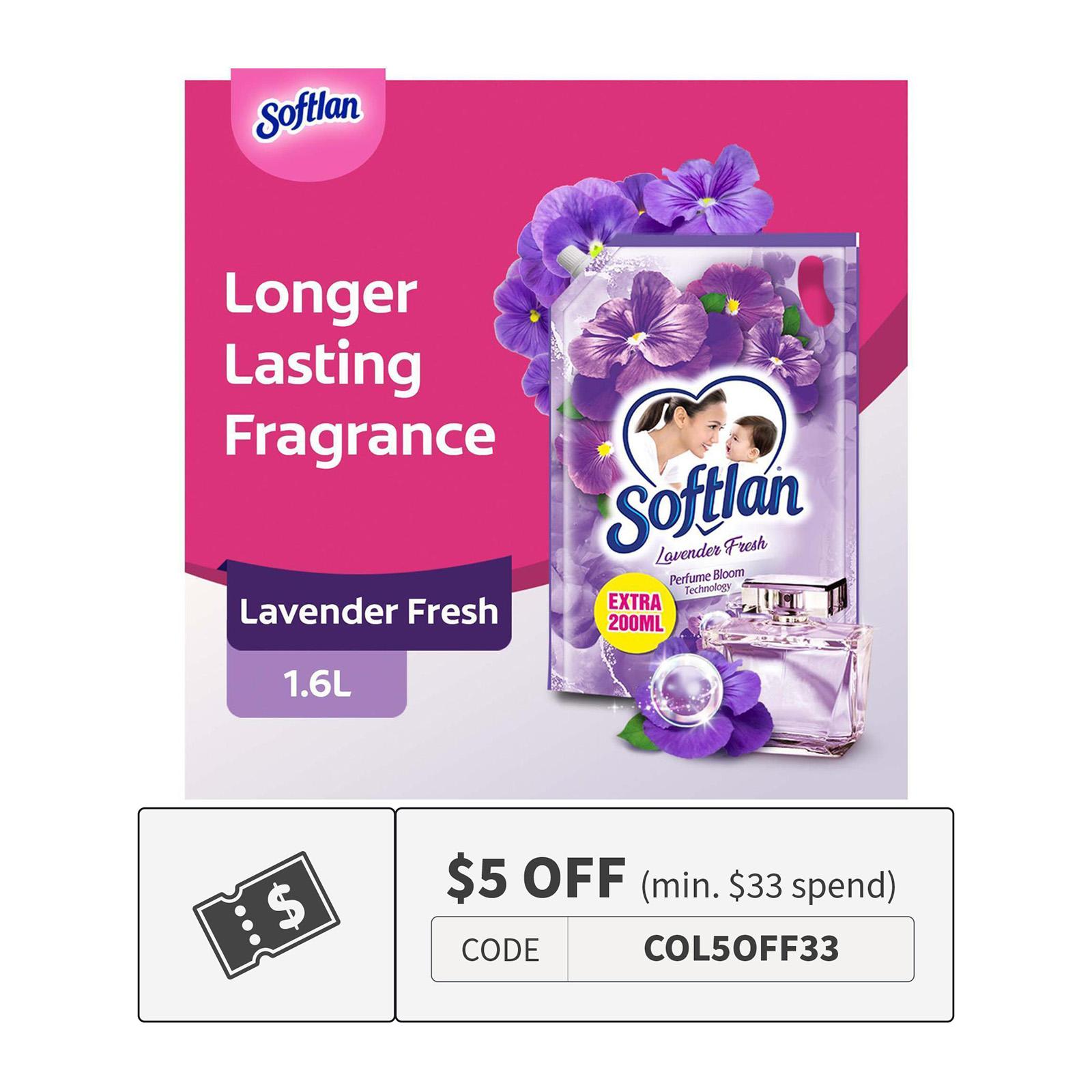 Softlan Anti Wrinkles Lavender Fresh - Purple Fabric Softener 1.6L ...