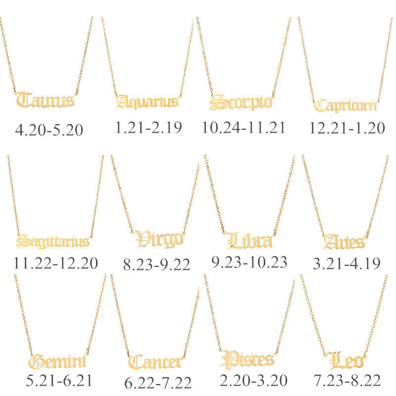 【Qian poem li Store】Zodiac Necklace Constellation Leo Capricorn Libra ...
