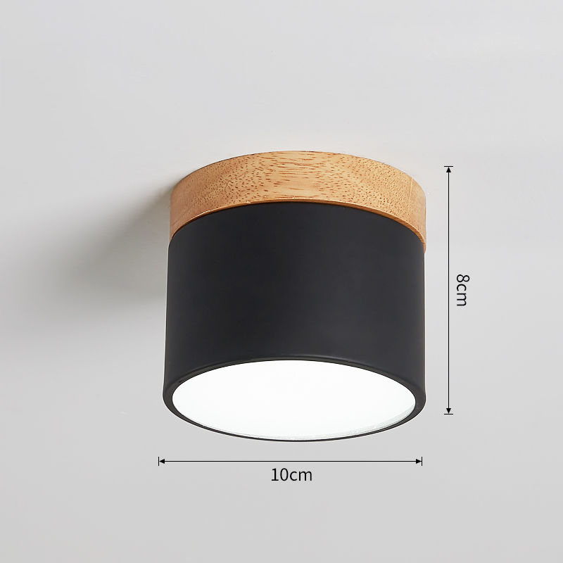 YHLAMP Nordic Wood Downlight 7W LED Tricolor Light Ceiling Lights Wood ...
