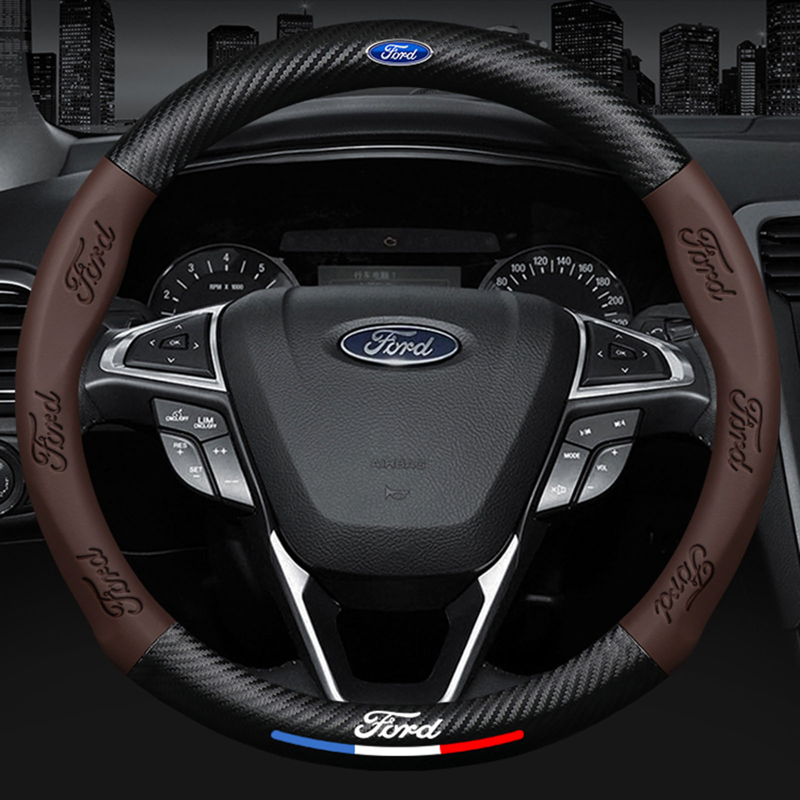 High-end sports carbon fiber steering wheel cover Fit For Ford RANGER ...